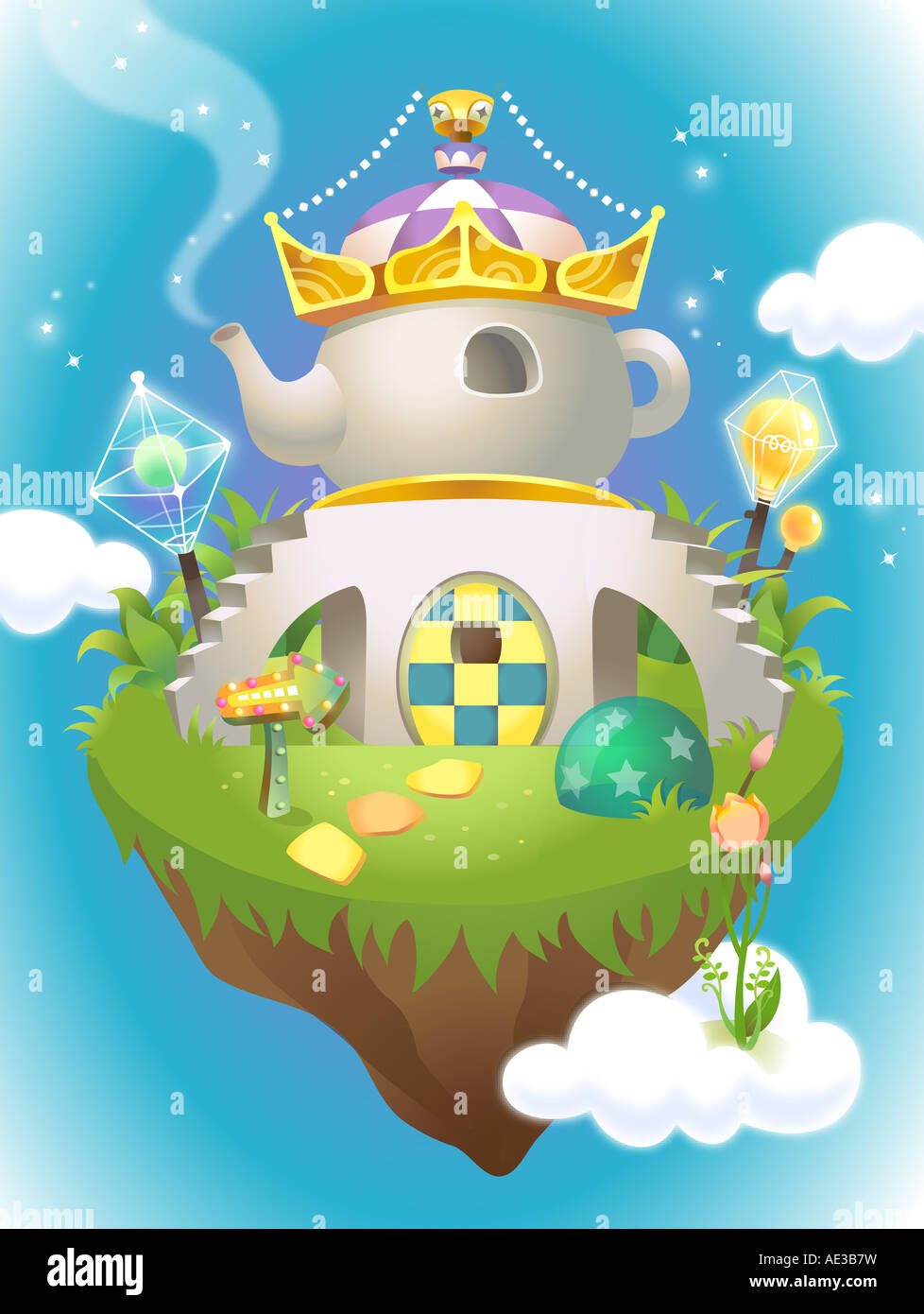 Crown on a teapot shaped house Stock Photo - Alamy