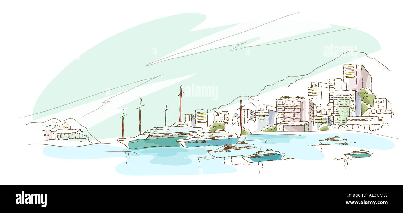 Scene with boats Cut Out Stock Images & Pictures - Alamy