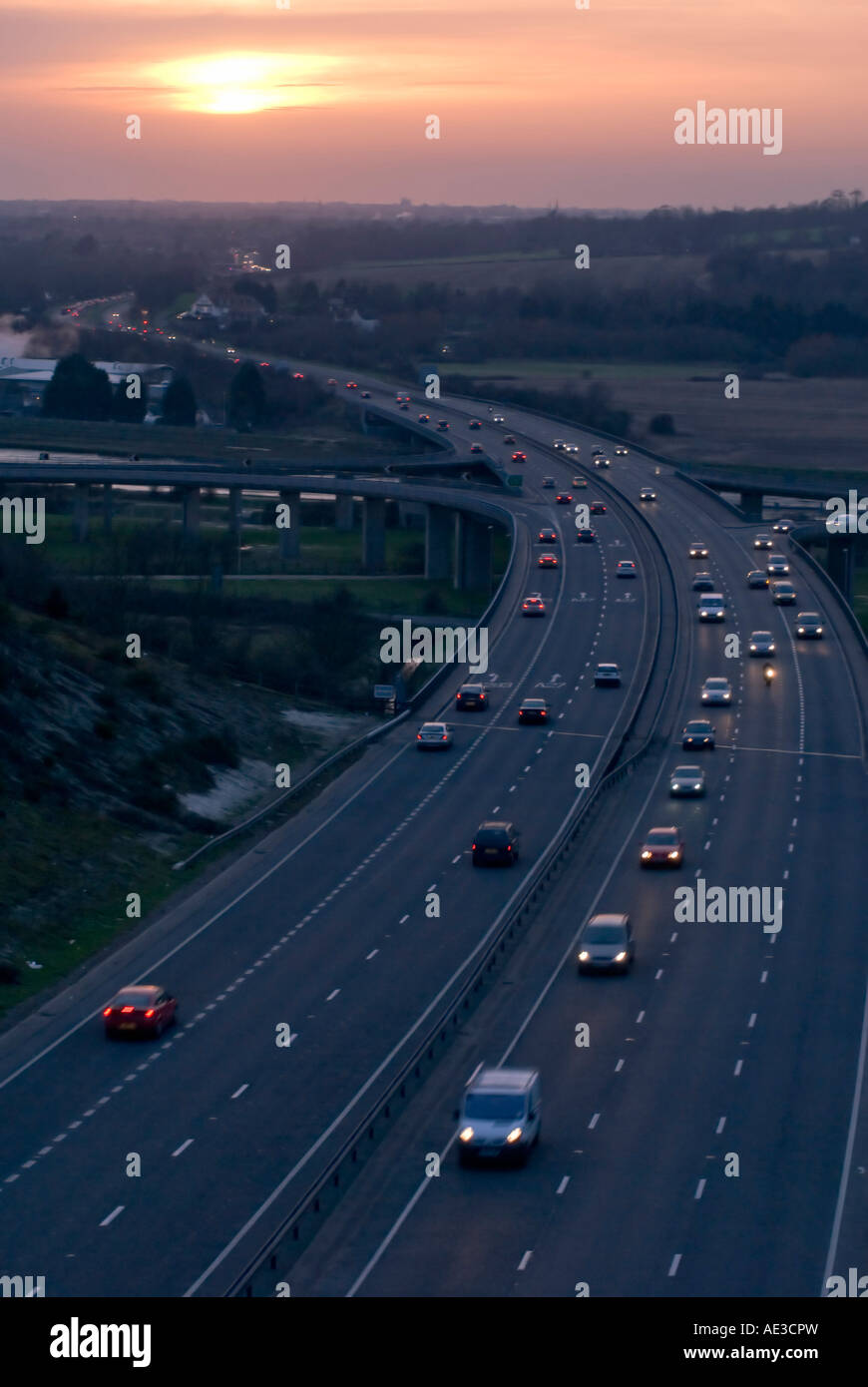 SUNSET OVER MOTORWAY HIGHWAY UNITED KINGDOM Stock Photo - Alamy
