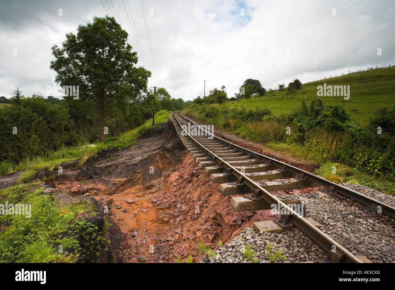 Landslip under railway bridge at Highley on the Severn Valley Railway ...