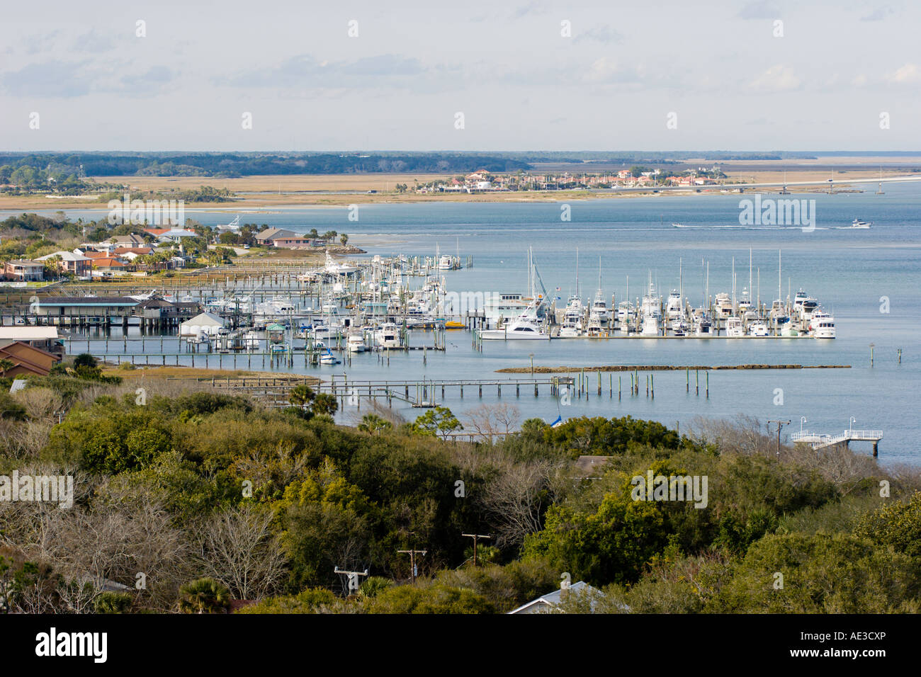 Aerial view of St. Augustine Inlet and the Atlantic Ocean from ...