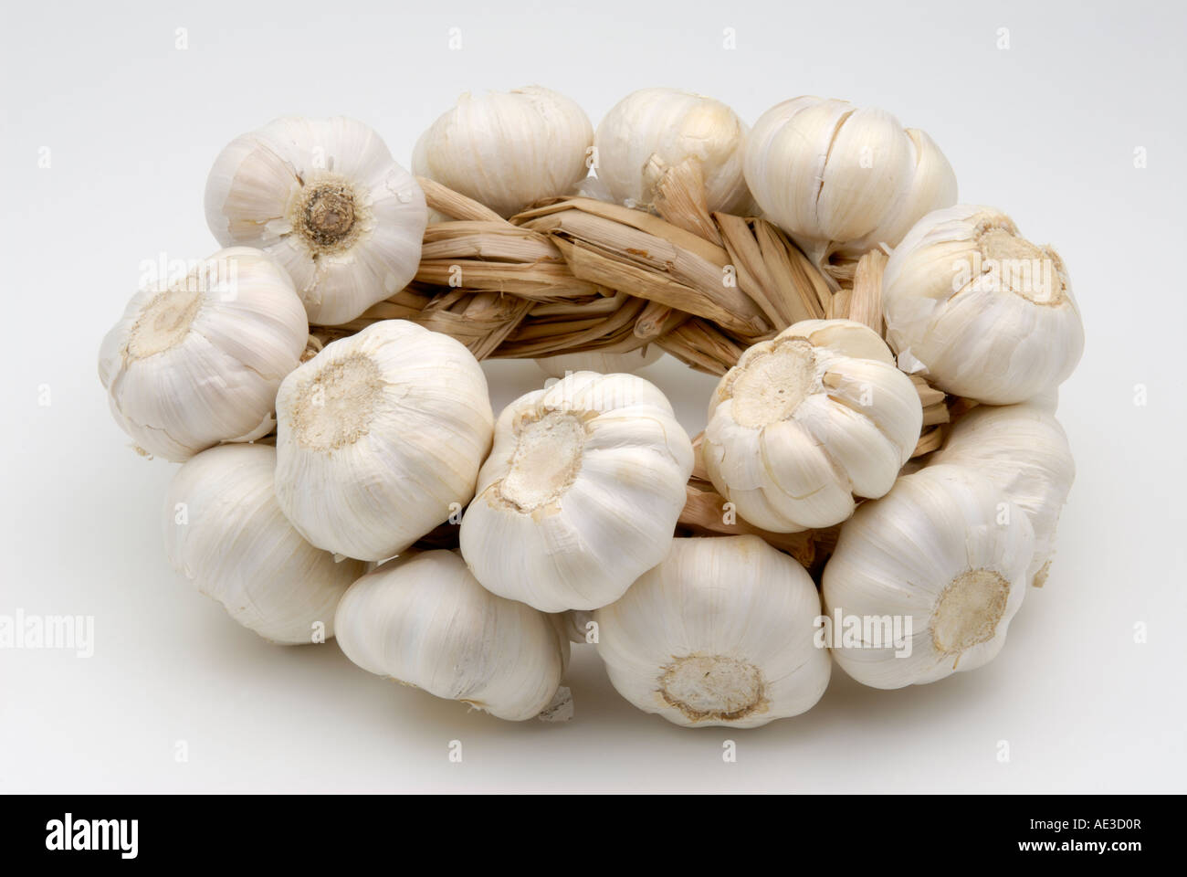 Garlic (Allium sativum), bulbs pleated together, studio picture Stock ...