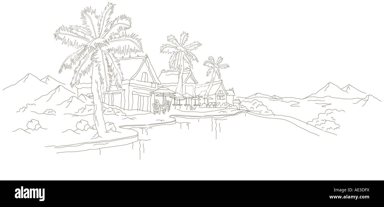 Horizontal palm on beach Cut Out Stock Images & Pictures - Alamy