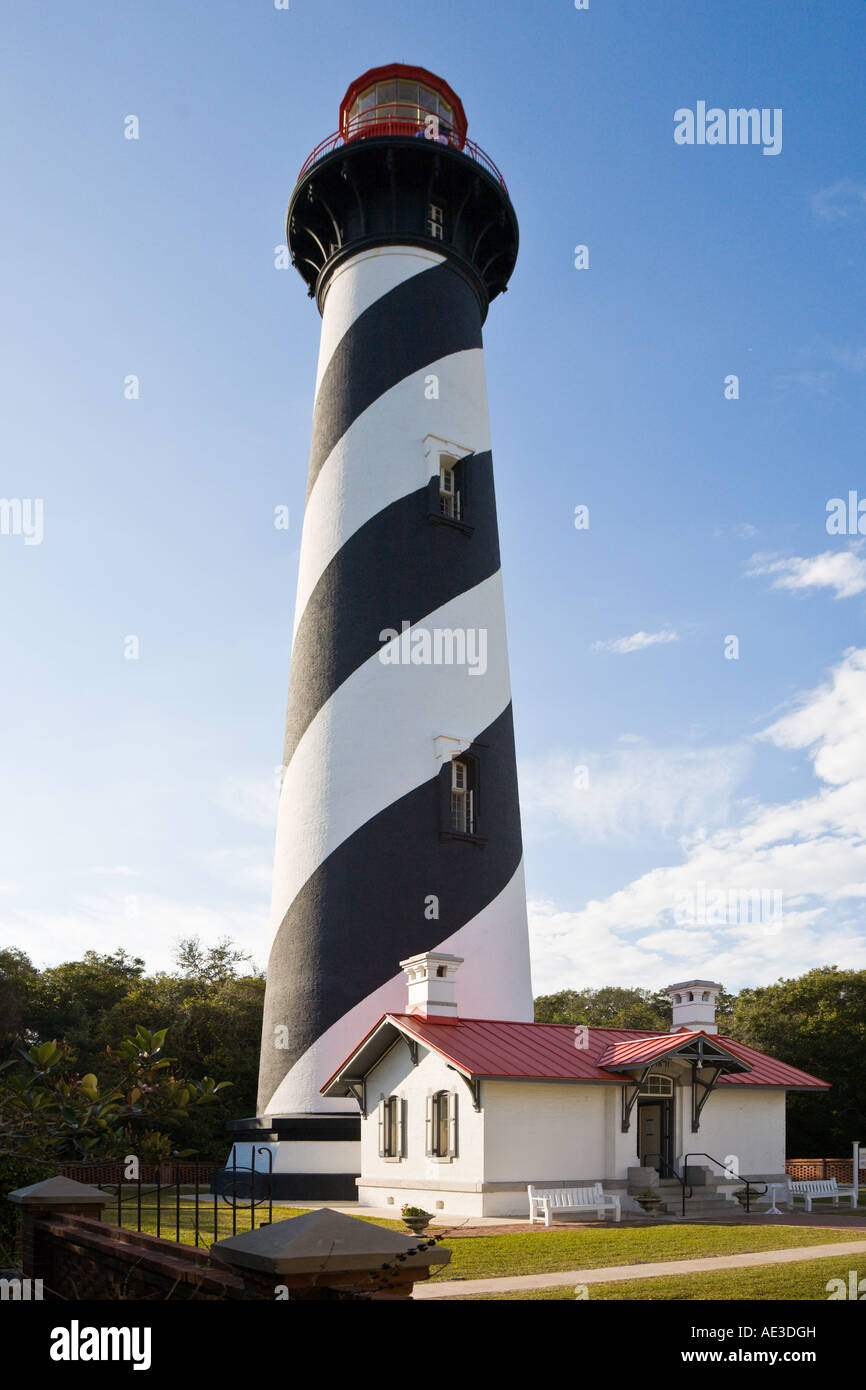 Black and white striped lighthouse at St. Augustine, Florida, USA on ...