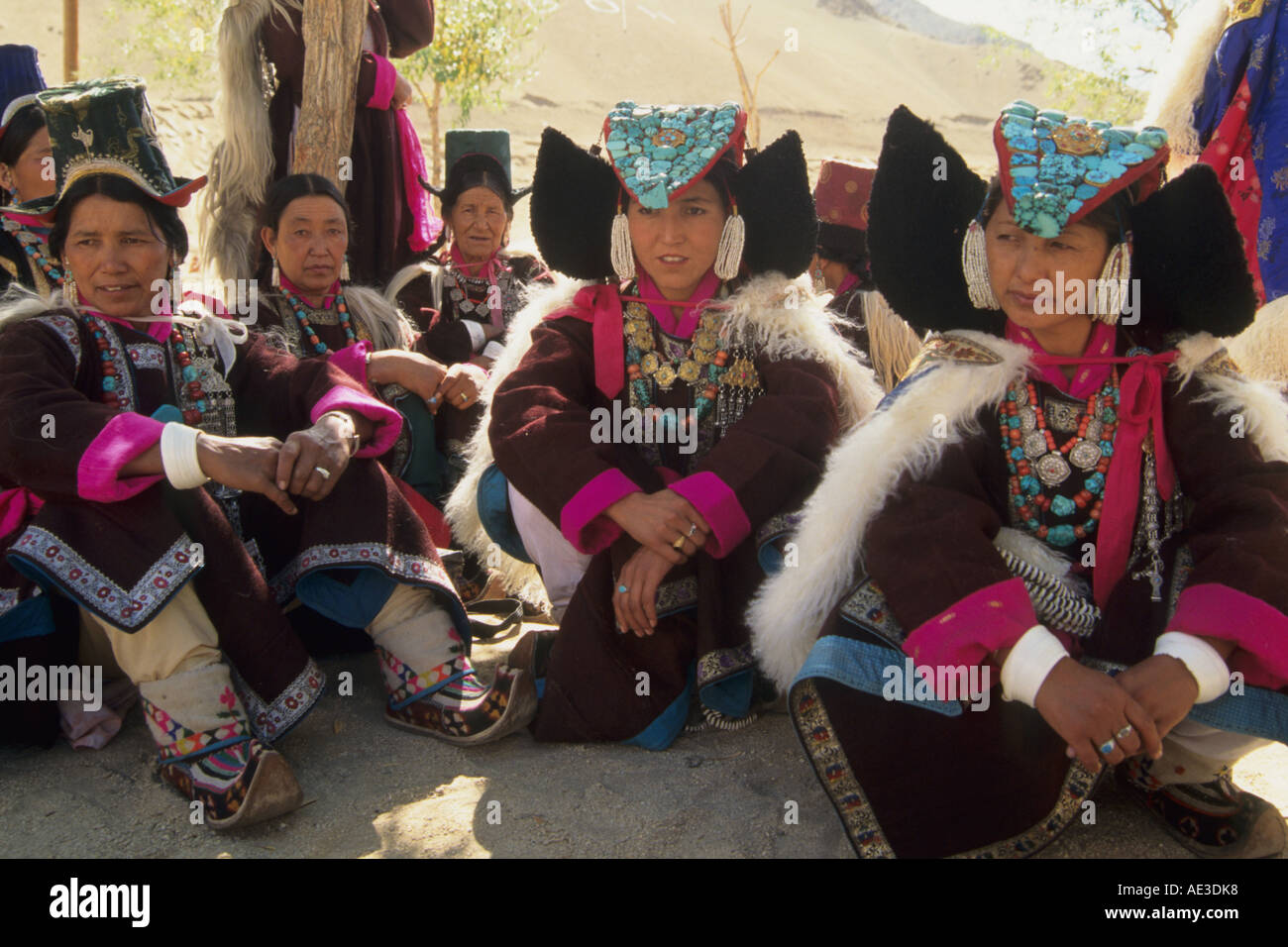 India Jammu and Kashmir Ladakh Leh women in traditional dress Stock ...