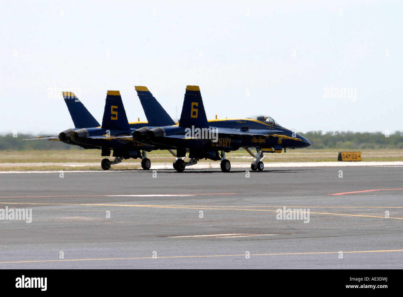 Blue Angels F/A-18 Hornets Number 5 and 6 Taxi to the Runway Stock ...