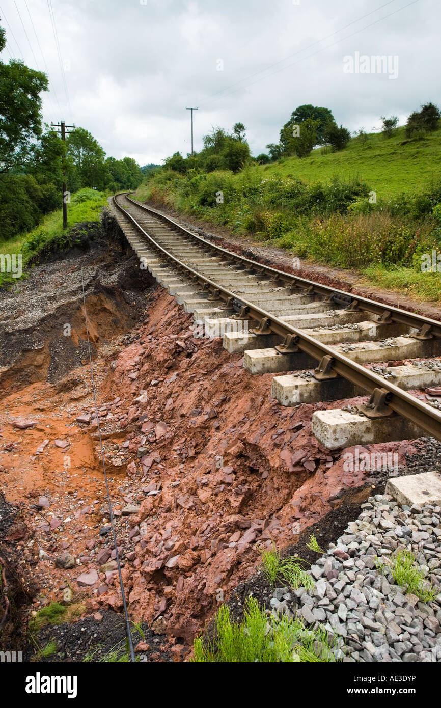 Landslip under railway bridge at Highley on the Severn Valley Railway ...