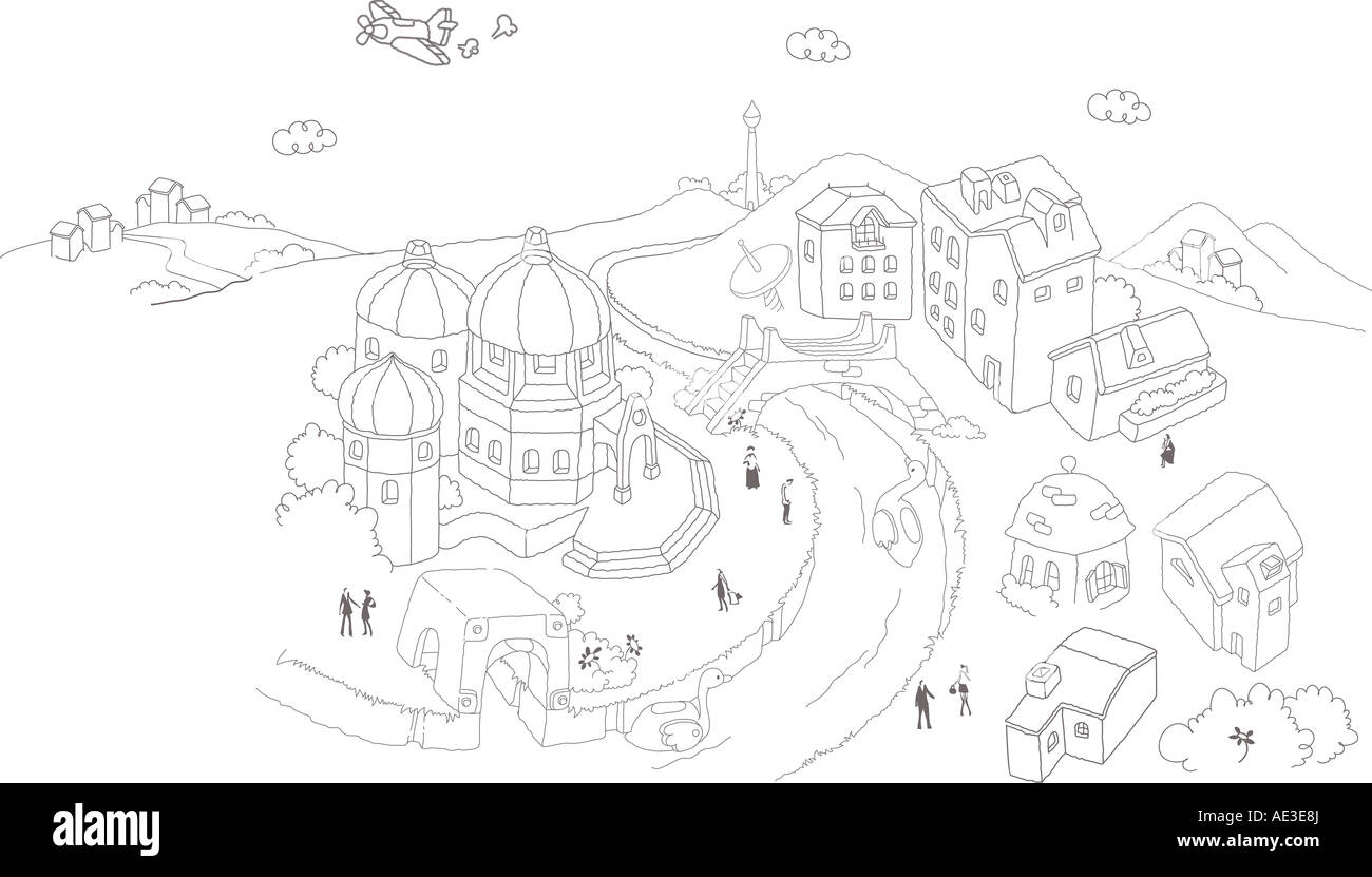 Urban scene high angle view Cut Out Stock Images & Pictures - Alamy