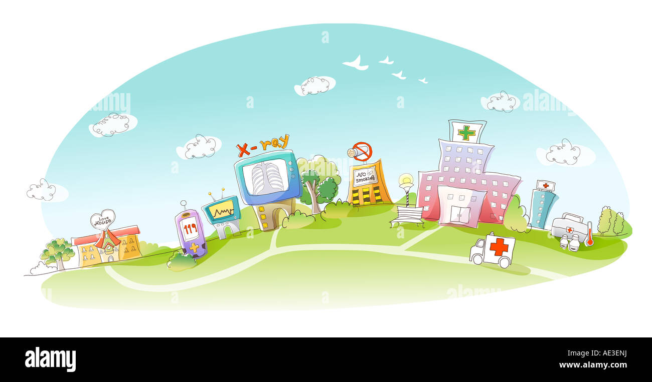 Hospital on a landscape Stock Photo - Alamy