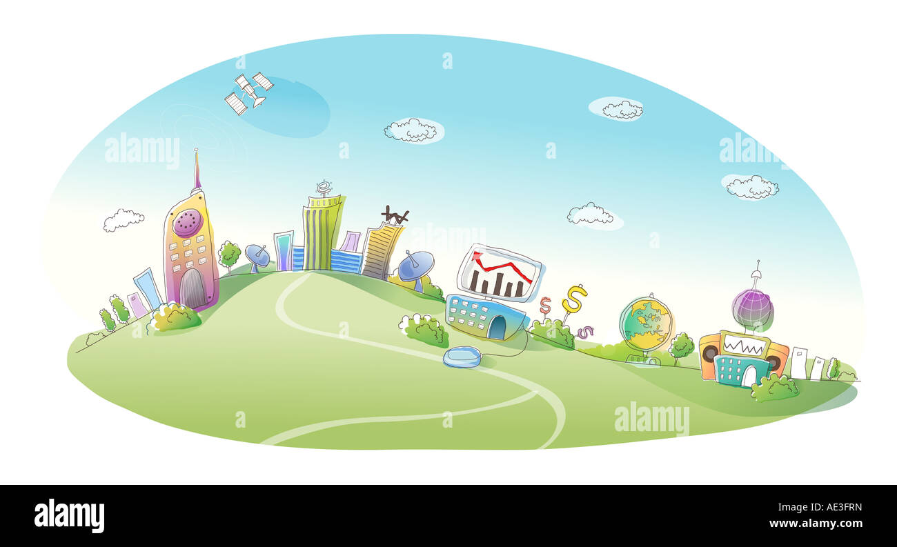 Buildings in the shape of mobile phone and computer Stock Photo - Alamy