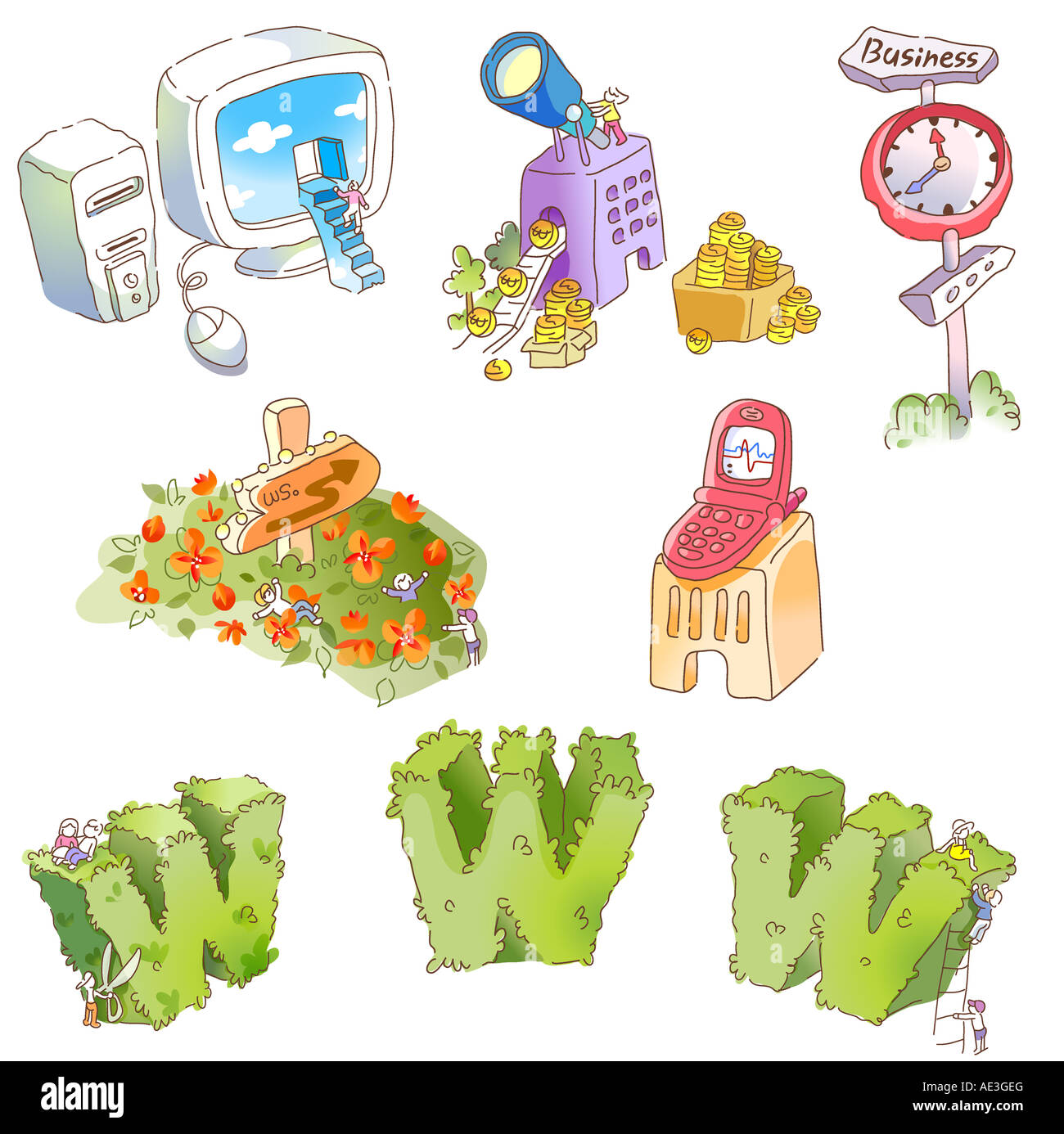 Group of objects on a white background Stock Photo - Alamy