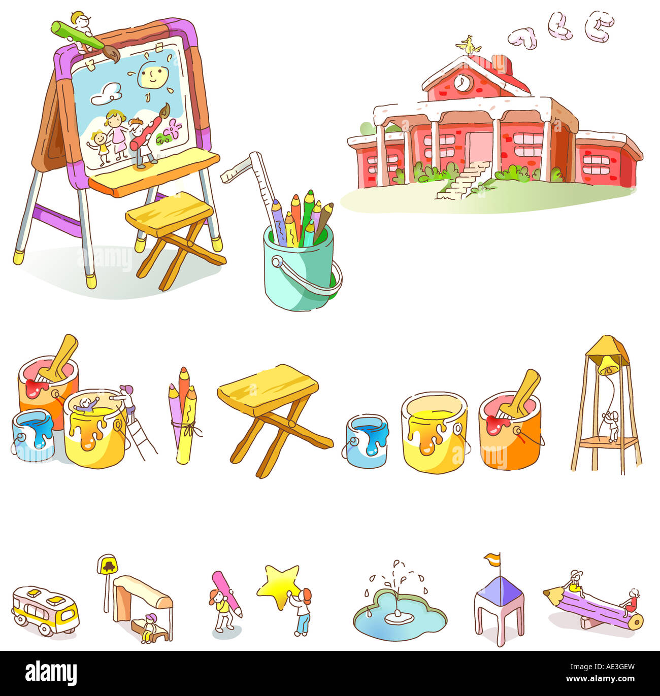 Large group of objects on a white background Stock Photo - Alamy