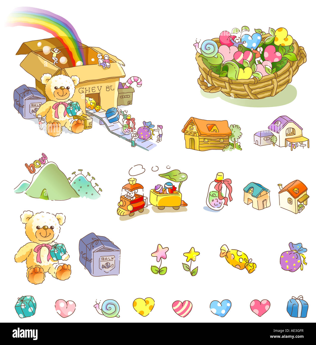 Large group of objects on a white background Stock Photo - Alamy