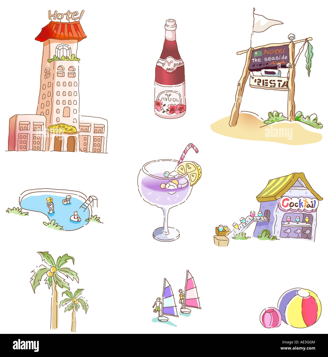 Group of objects on a white background Stock Photo - Alamy