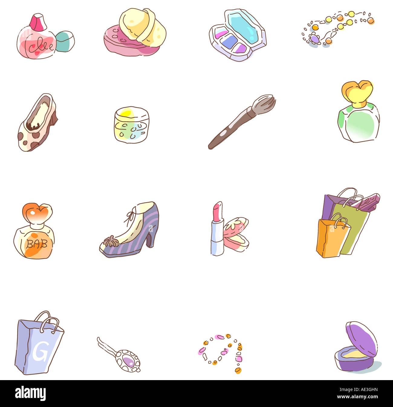 Group of objects on a white background Stock Photo - Alamy