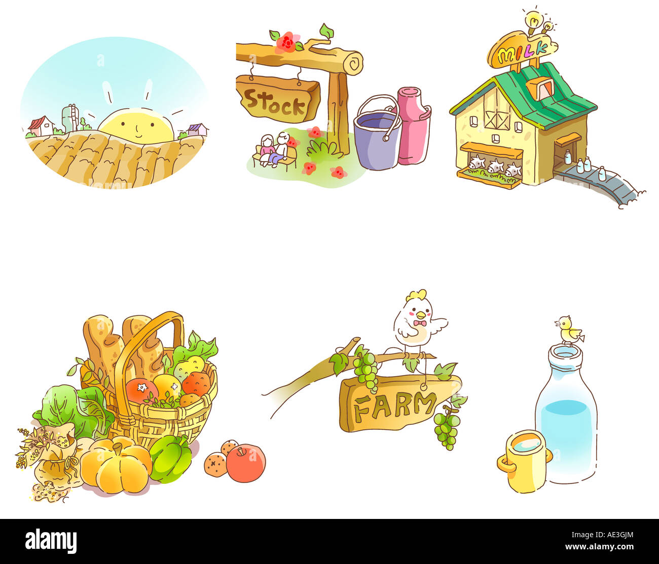 Group of objects on a white background Stock Photo - Alamy