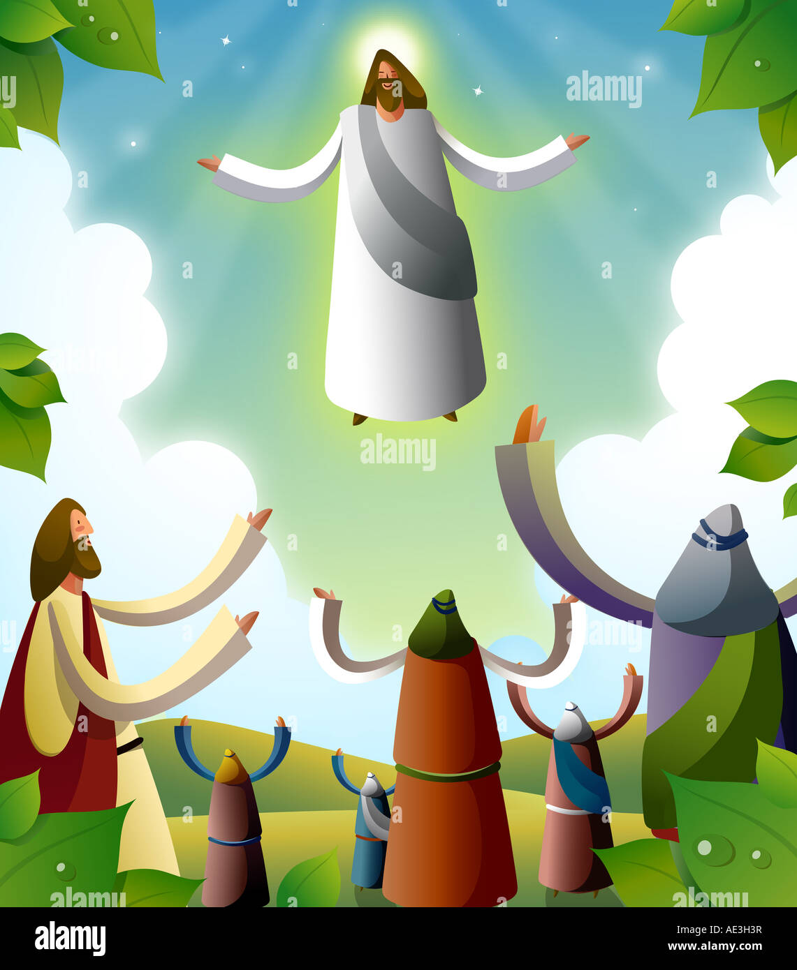 Jesus Christ blessing a group of people Stock Photo - Alamy