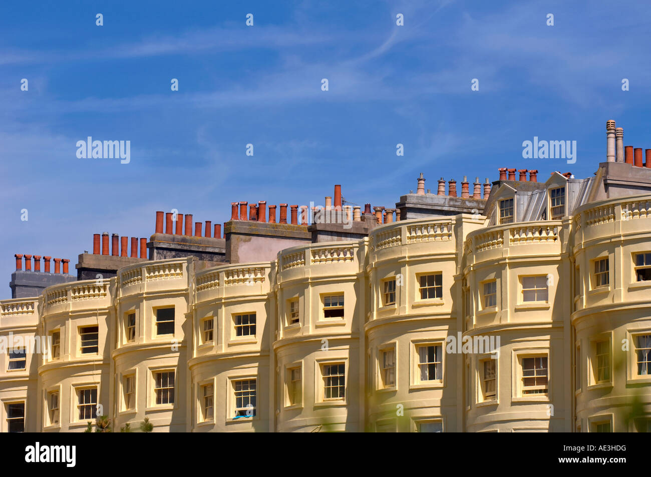 Regency period properties against blue sky in Brunswick Square, Hove ...