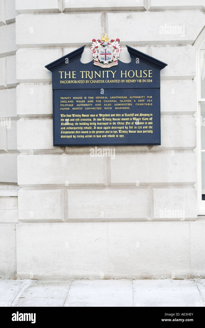 PLAQUE ON TRINITY HOUSE Stock Photo - Alamy