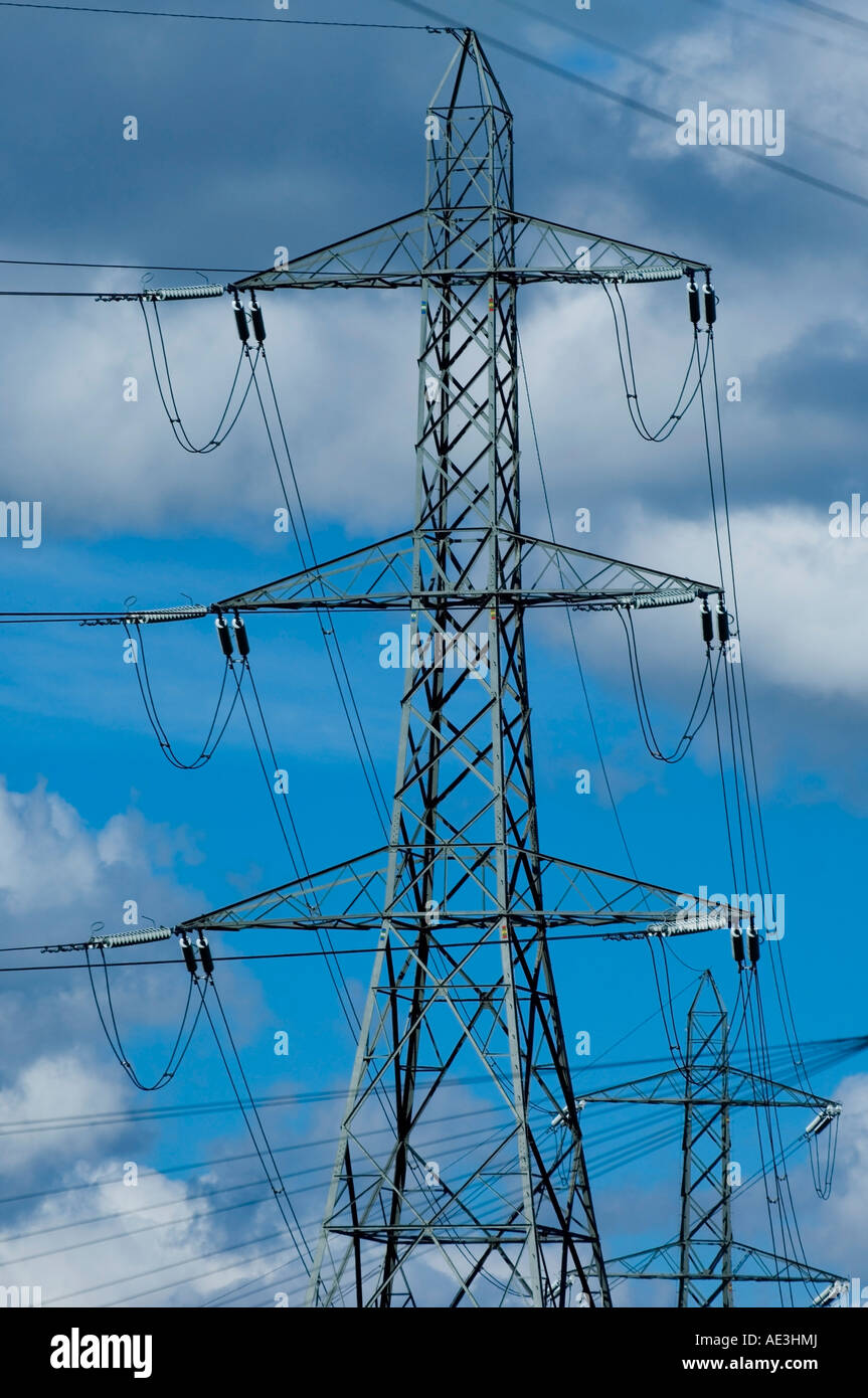 High voltage AC transmission pylon in urban residential area Worcester ...