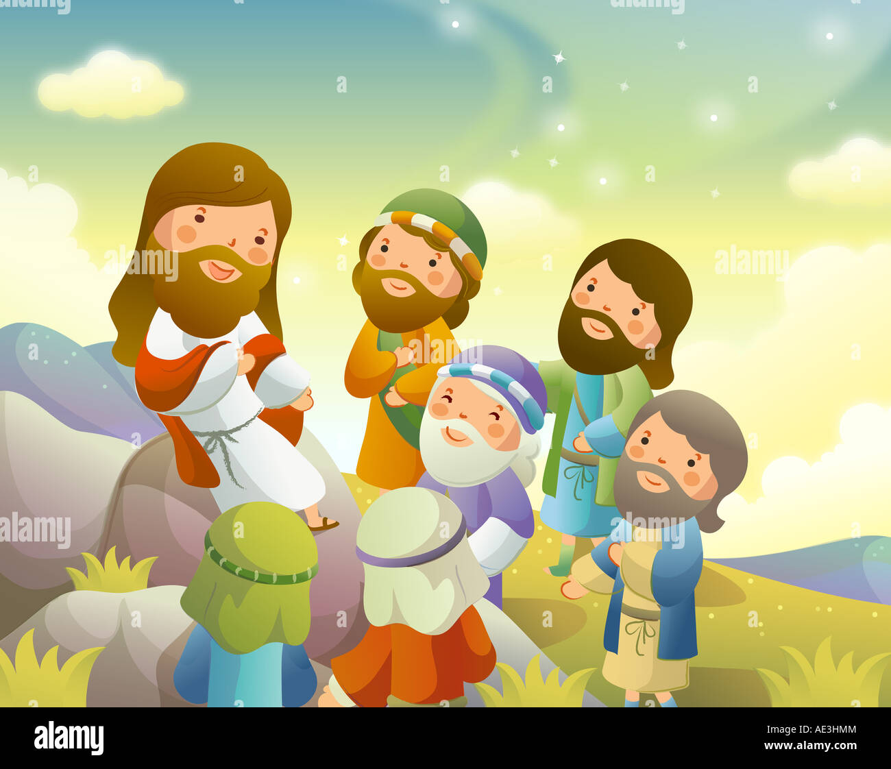 Jesus Christ in discussion with a group of men Stock Photo - Alamy