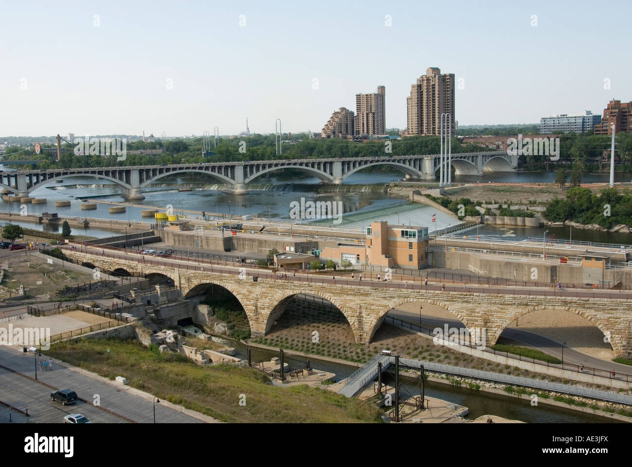Minnesota Twin Cities Minneapolis Saint Paul Stone Arch Bridge crosses ...