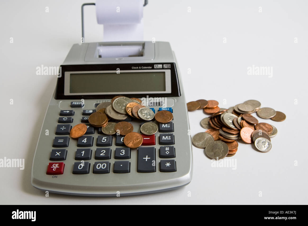 Calculator and Changes Stock Photo - Alamy