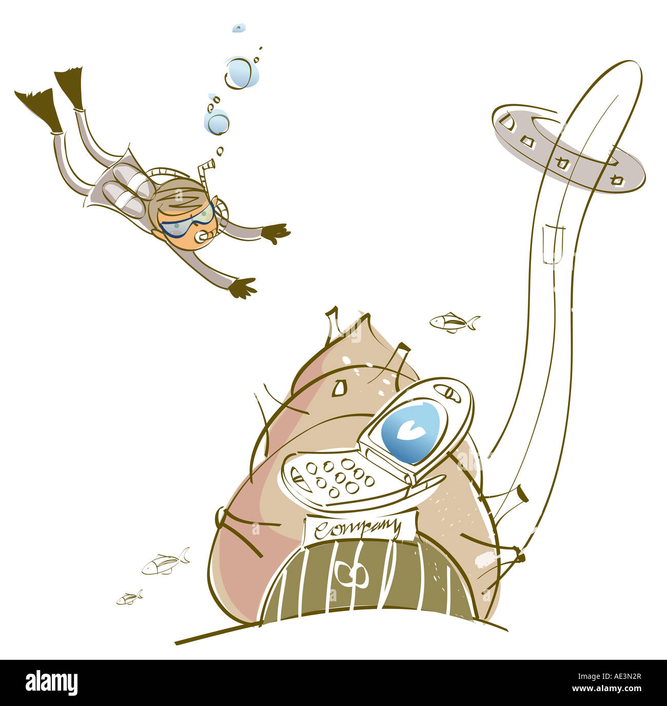 Man fish in sea Cut Out Stock Images & Pictures - Alamy