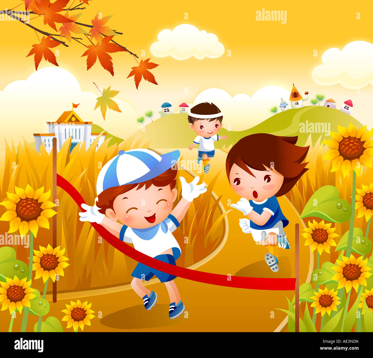 Child crossing the finish line hi-res stock photography and images - Alamy