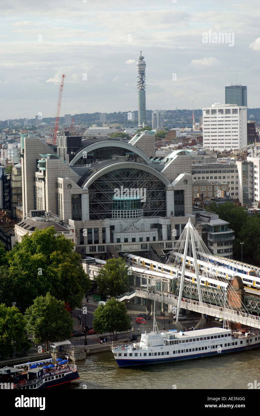 CHARING CROSS STATION AND HUNGERFORD BRIDGE WITH POST OFFICE TOWER IN ...