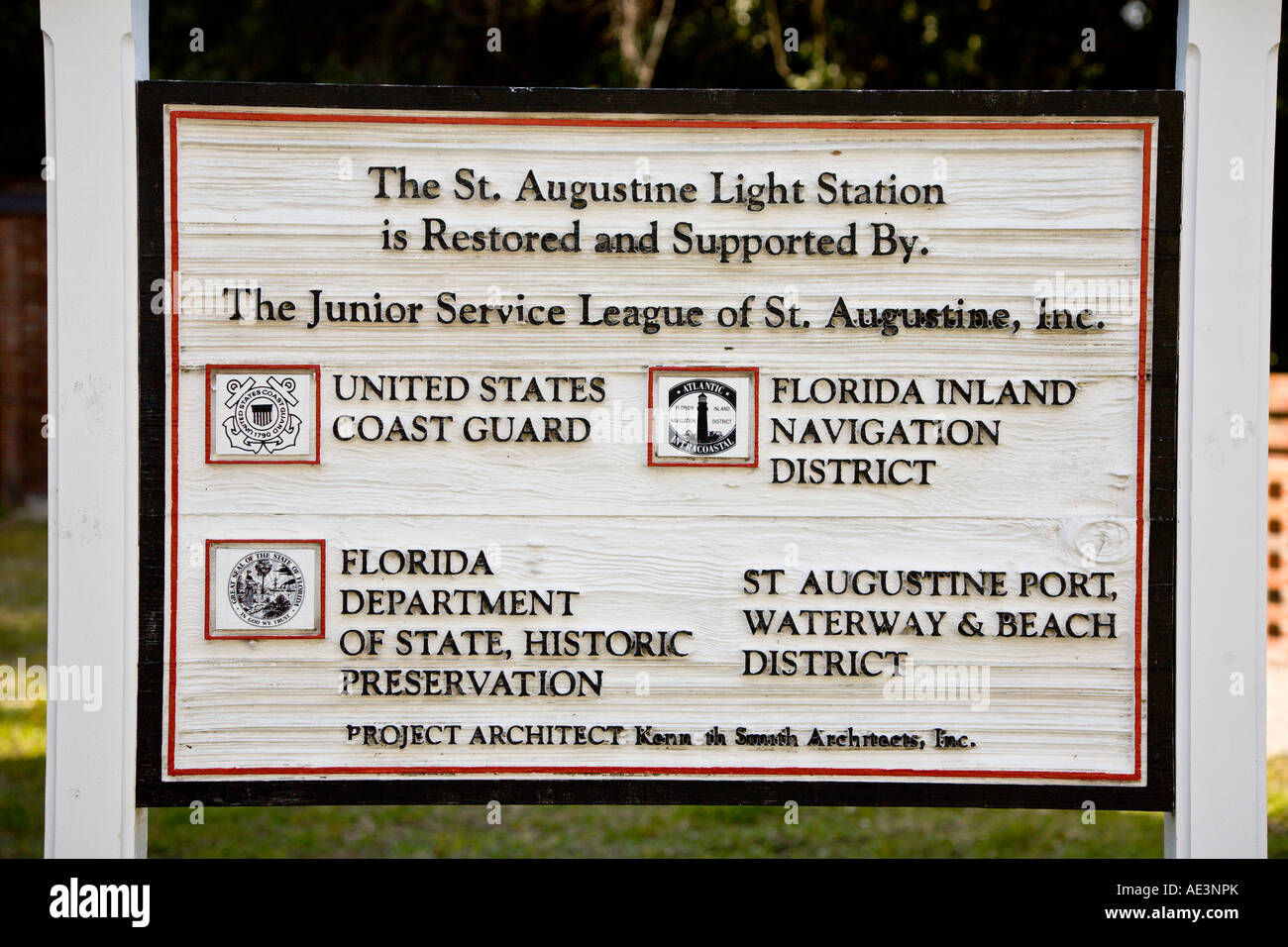 Sign at St. Augustine Light Station at St. Augustine, Florida, USA on ...