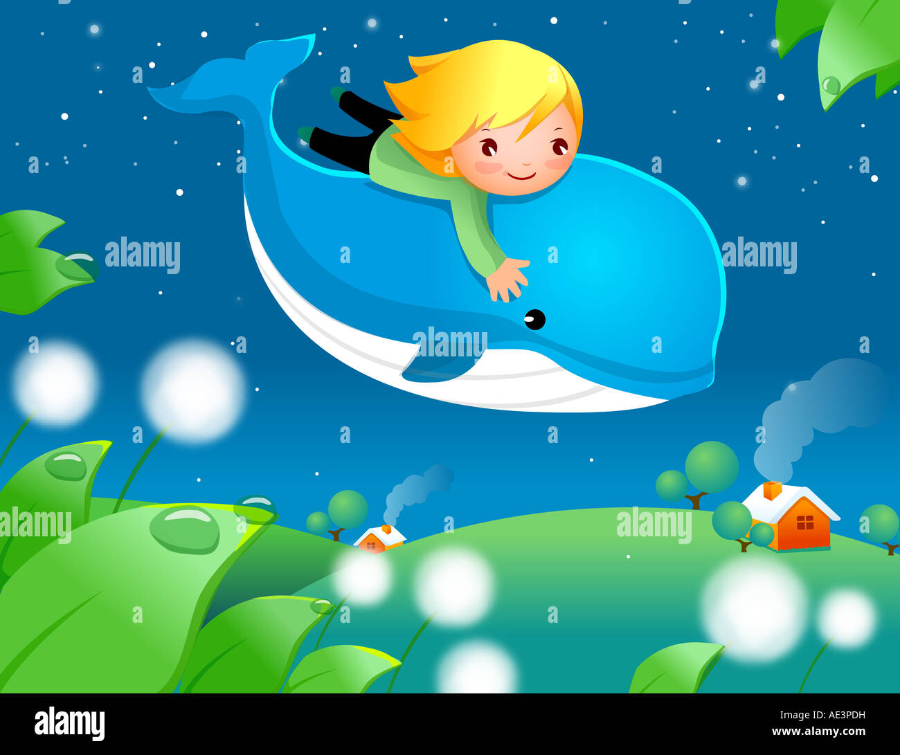 Girl riding a whale Stock Photo - Alamy