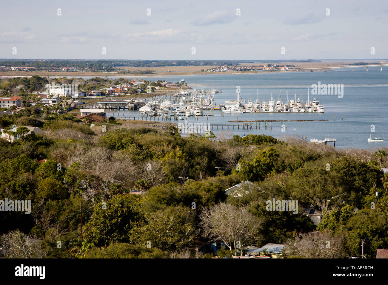 Aerial view of St. Augustine Inlet and the Atlantic Ocean from ...