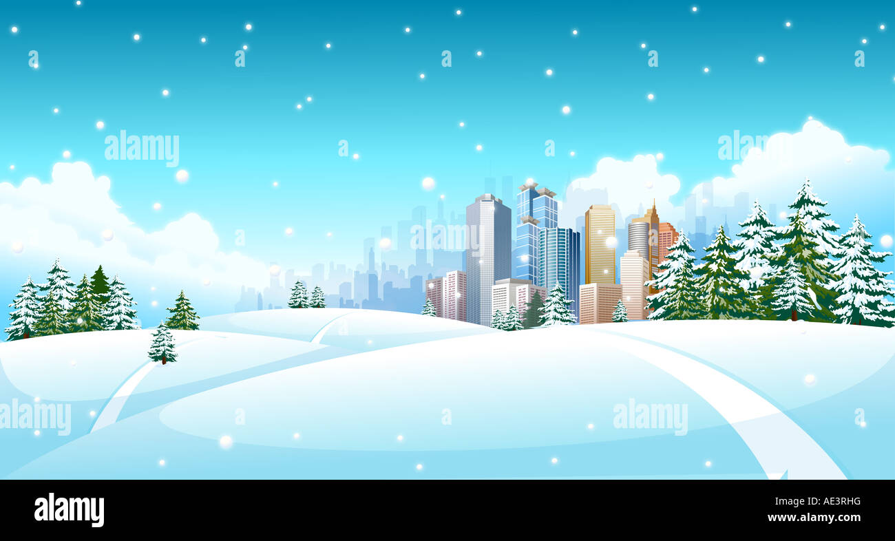 Snowing over a polar landscape Stock Photo - Alamy