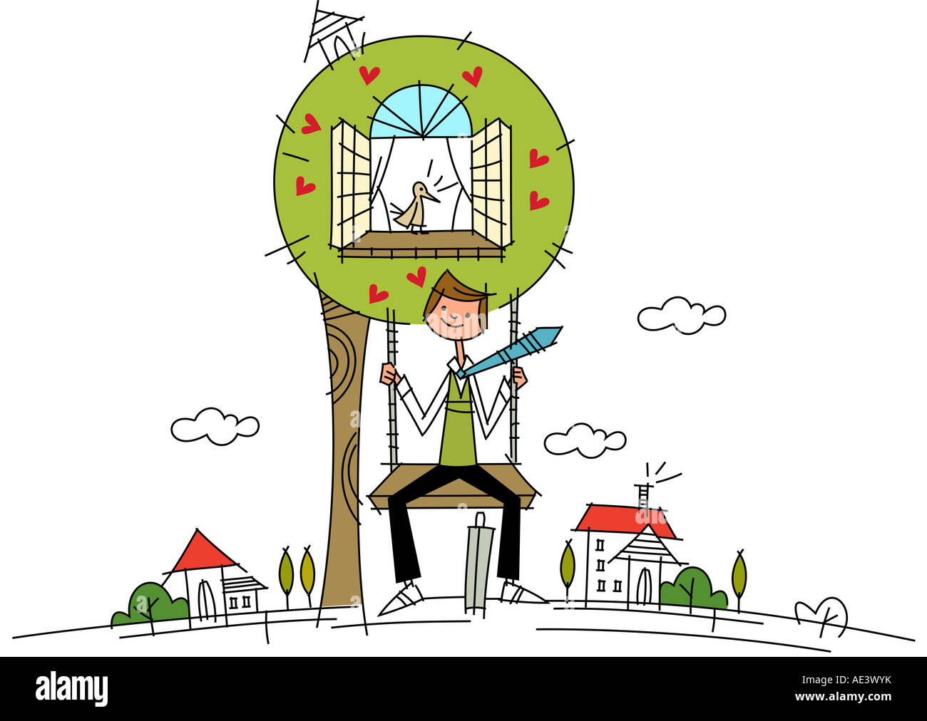 Man swinging on a rope swing Stock Photo - Alamy