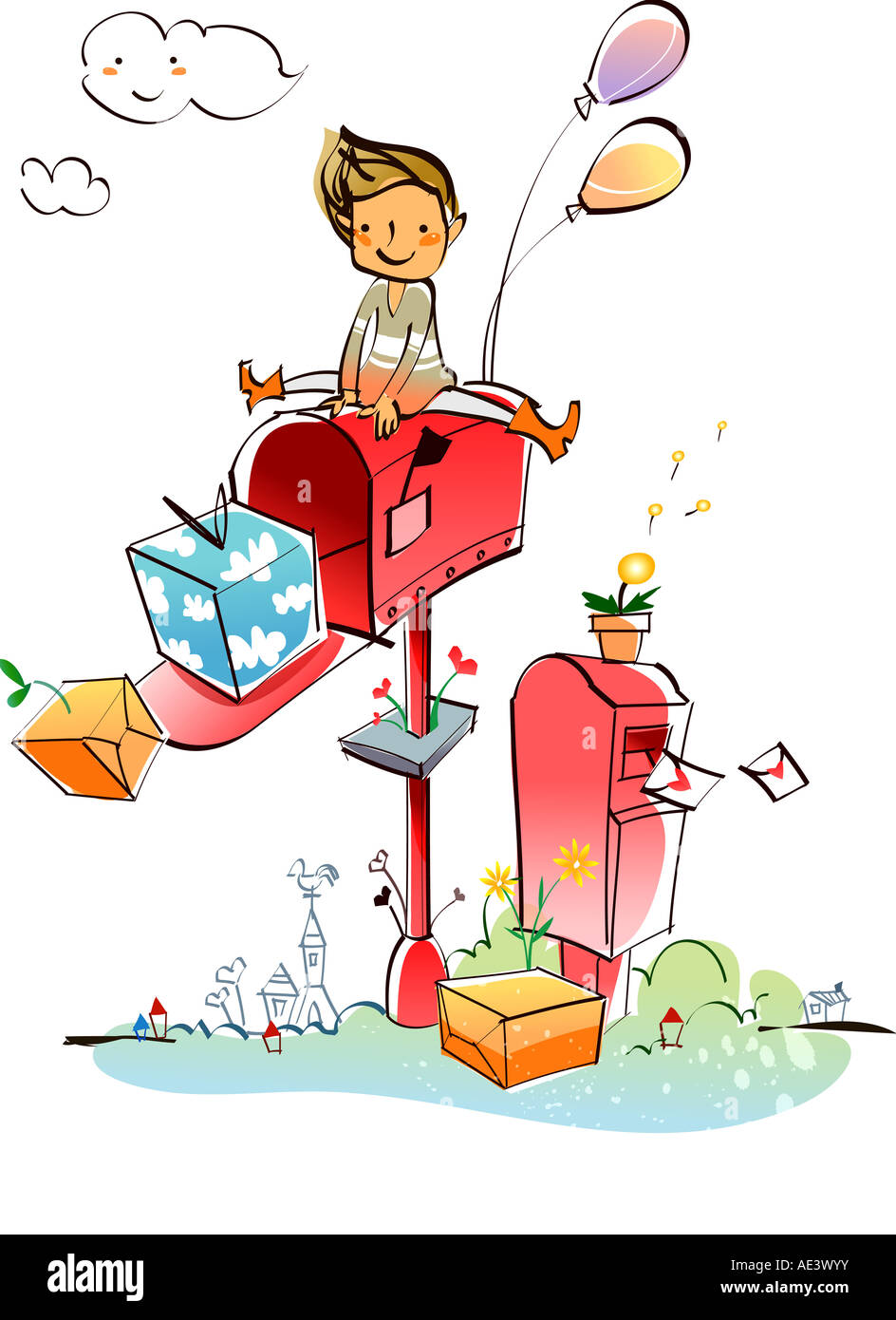 Man sitting on a mailbox Stock Photo - Alamy