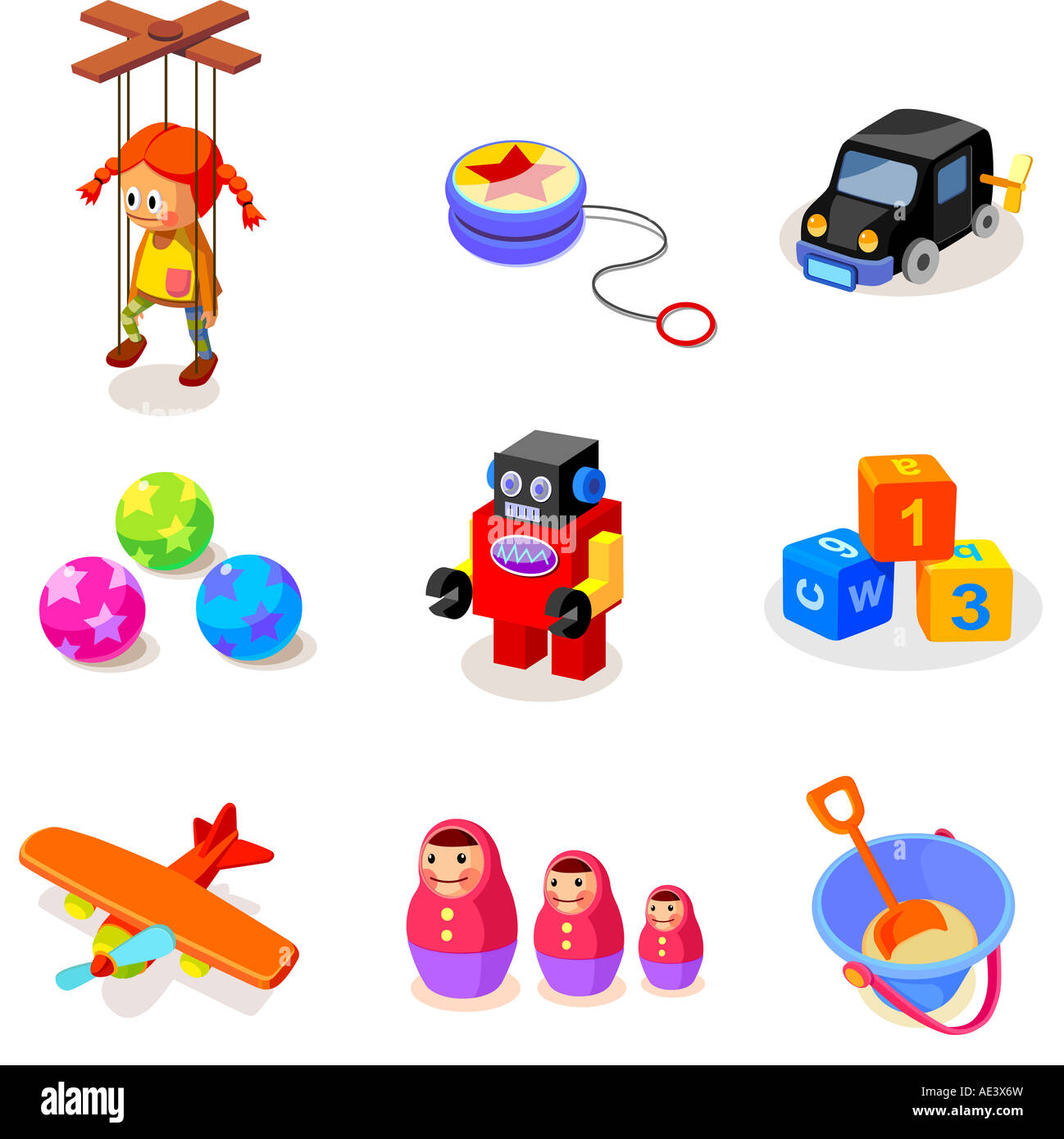 Close-up of different toys Stock Photo - Alamy