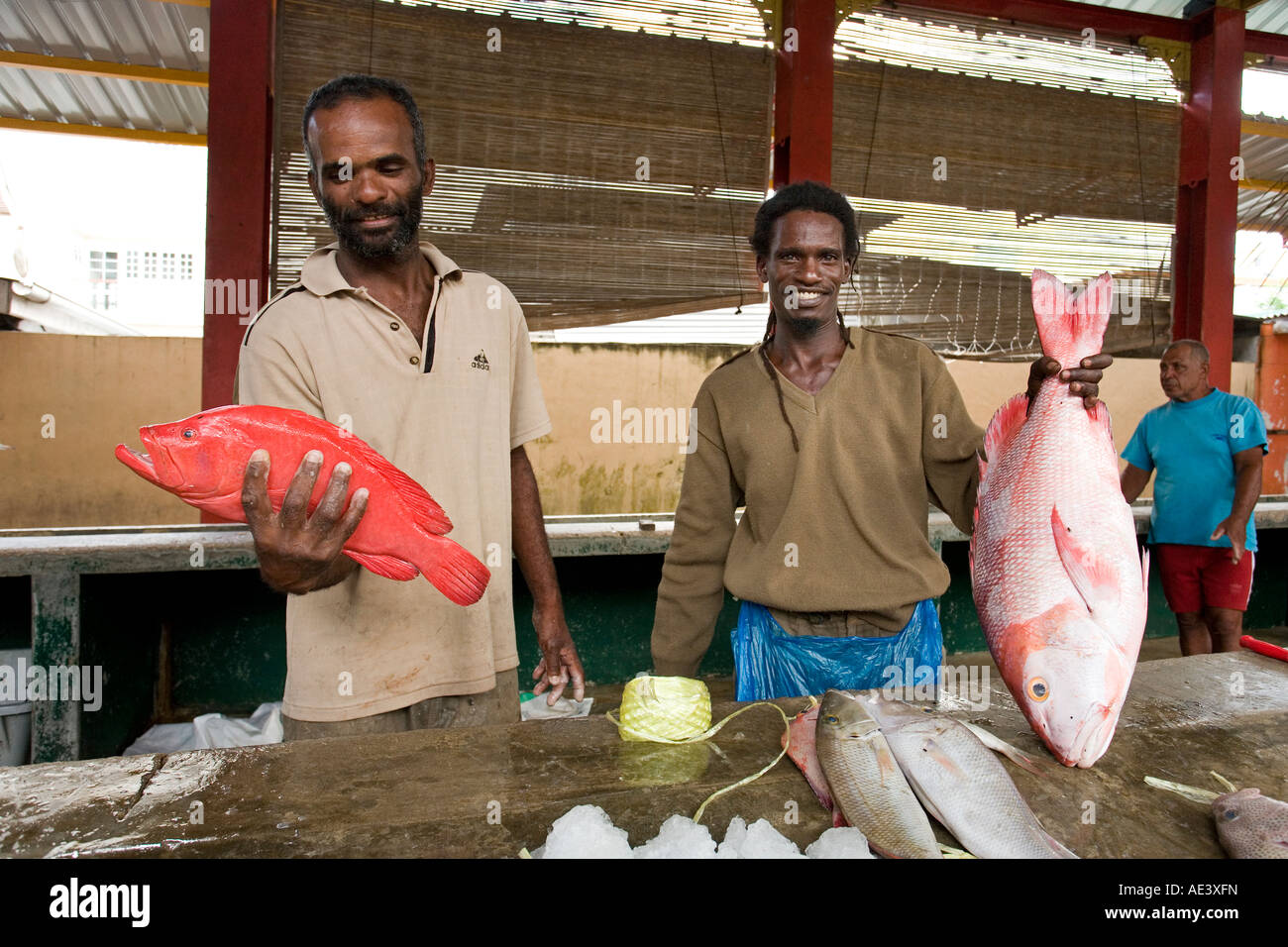 The colorful Victoria Market Mahe Island Seychelles Stock Photo - Alamy