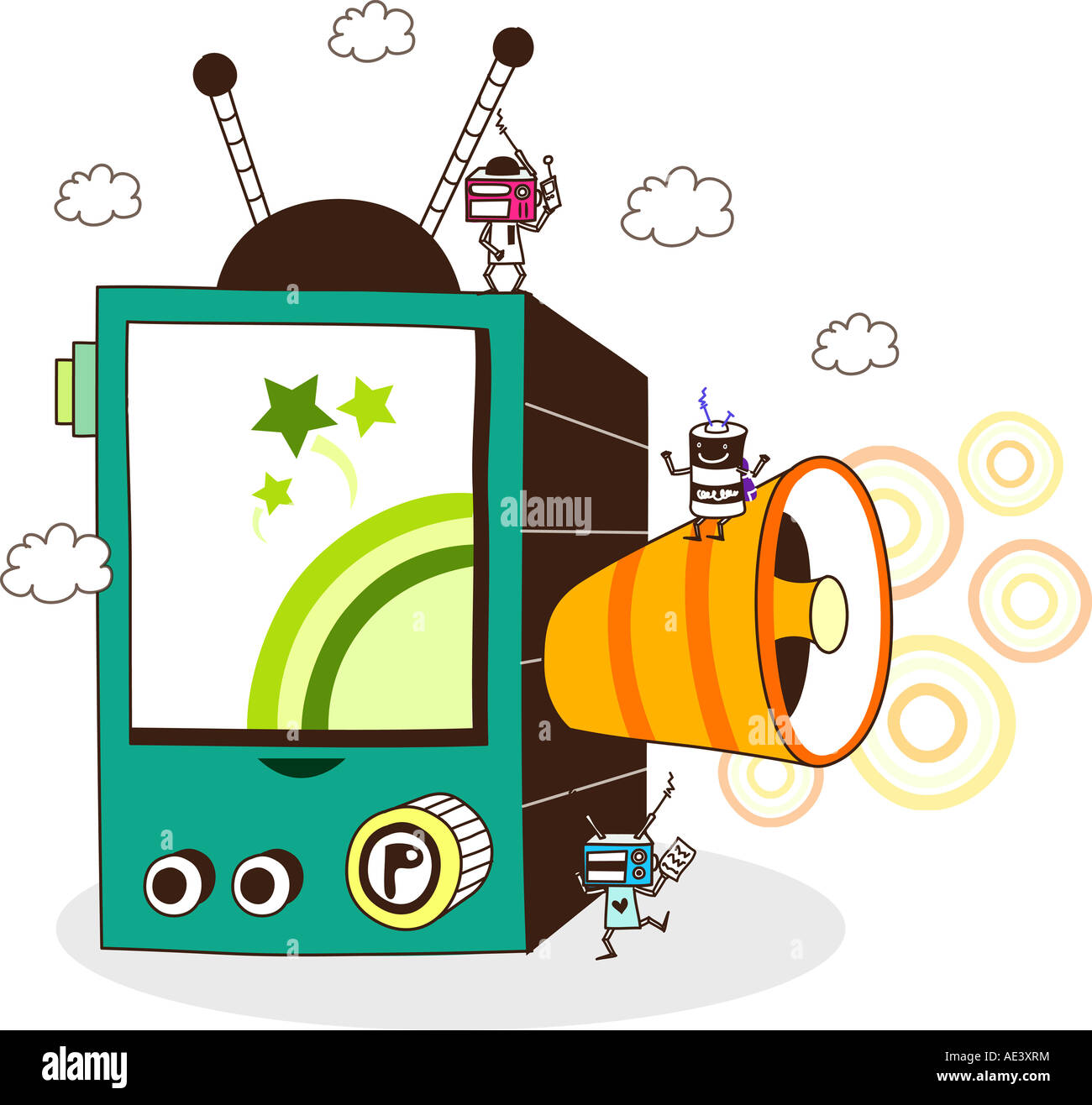 Close-up of a bullhorn attached to a radio Stock Photo - Alamy