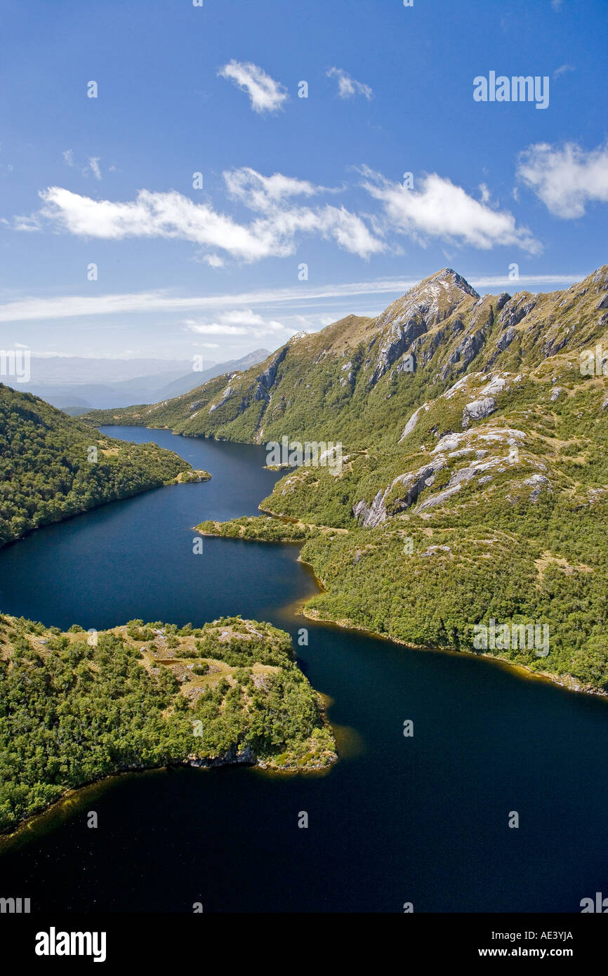 Lake Norwest Fiordland National Park South Island New Zealand aerial ...