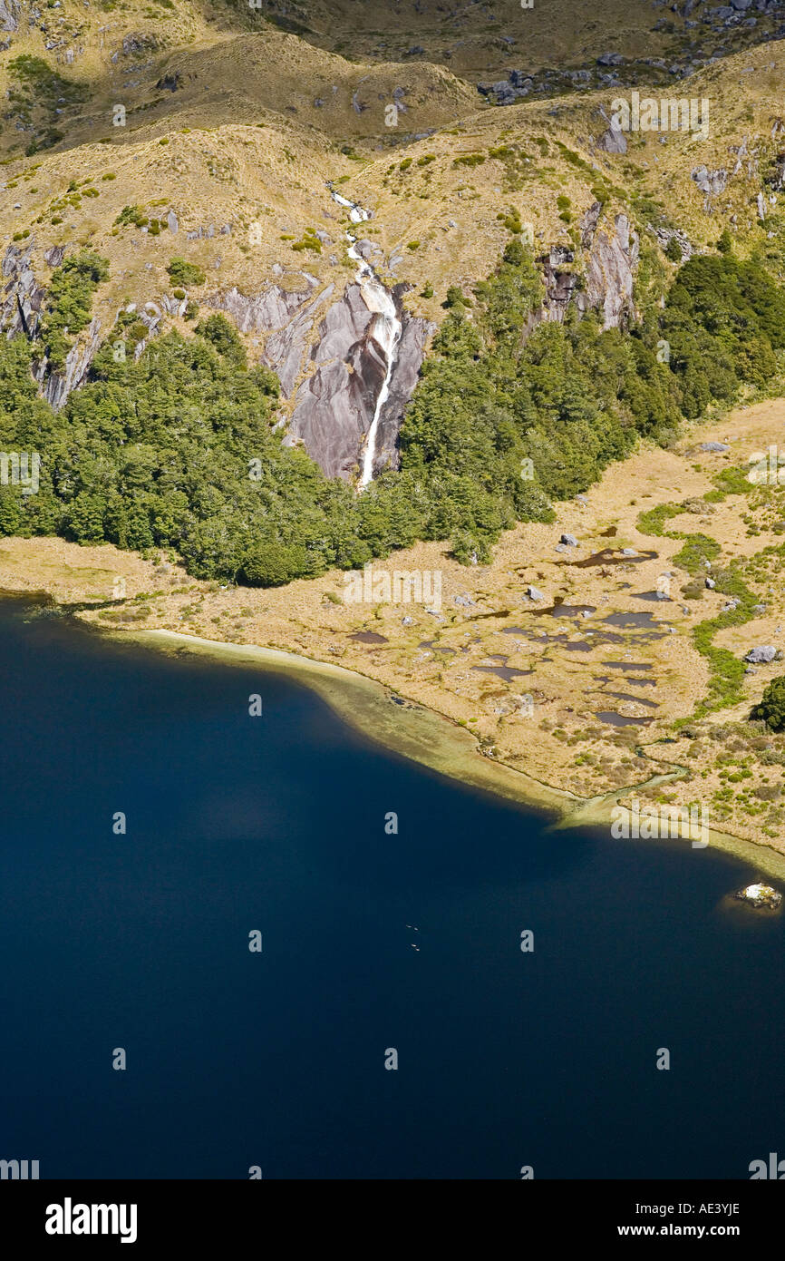 Lake Norwest Fiordland National Park South Island New Zealand aerial ...