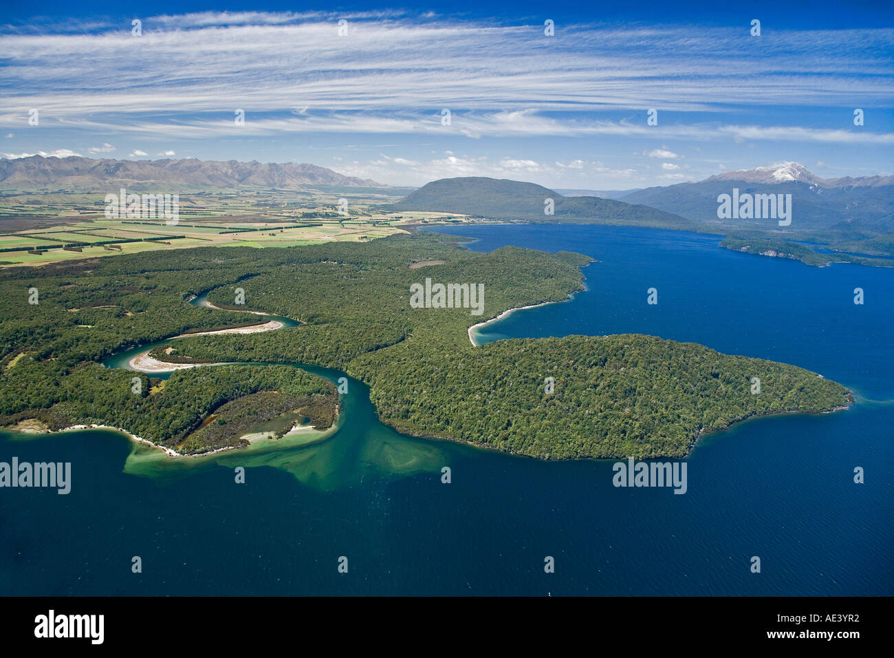 Lake Manapouri and Waiau River Fiordland National Park South Island New ...