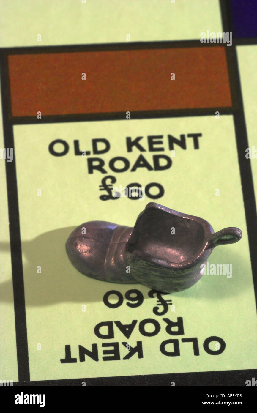 vertical photo of monopoly game board showing boot on old kent road ...