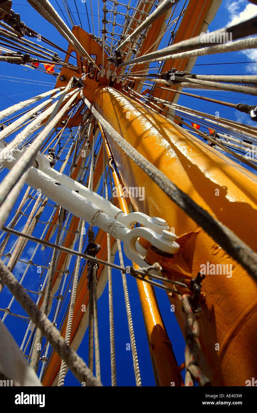 The mast of a old sailing ship Stock Photo - Alamy