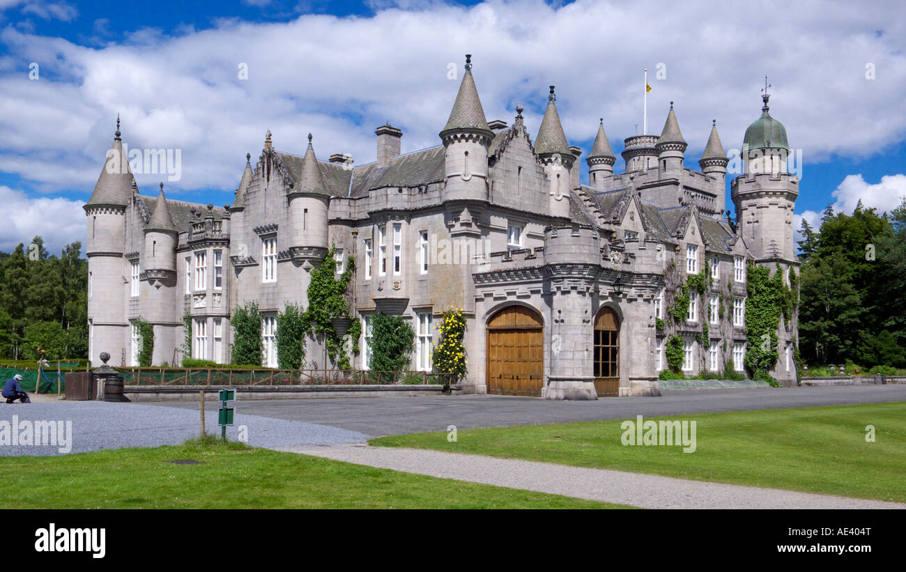 Balmoral Castle from south west with the arrival hall door prominent in ...