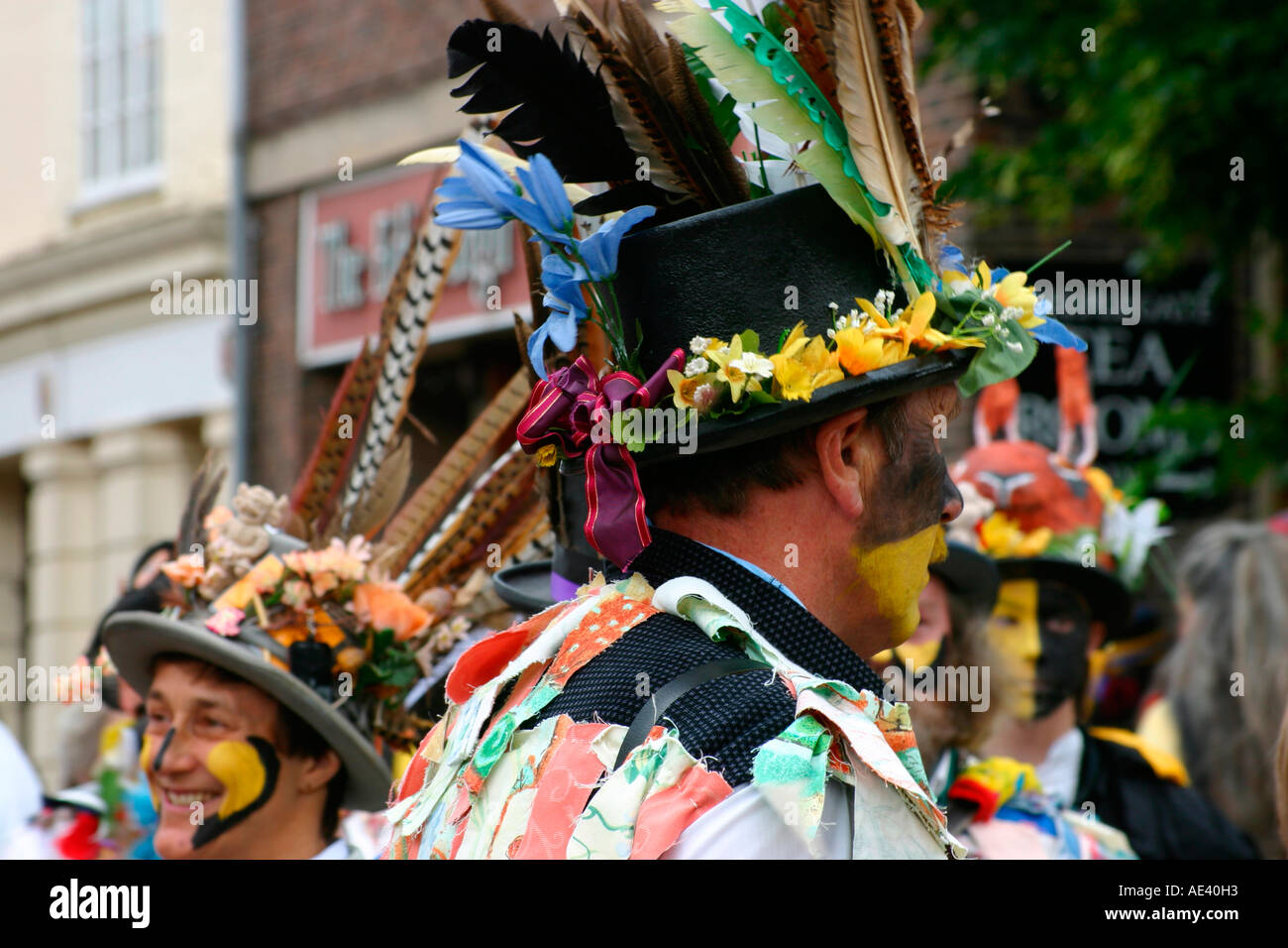 Morris dancer feather hats Stock Photo - Alamy