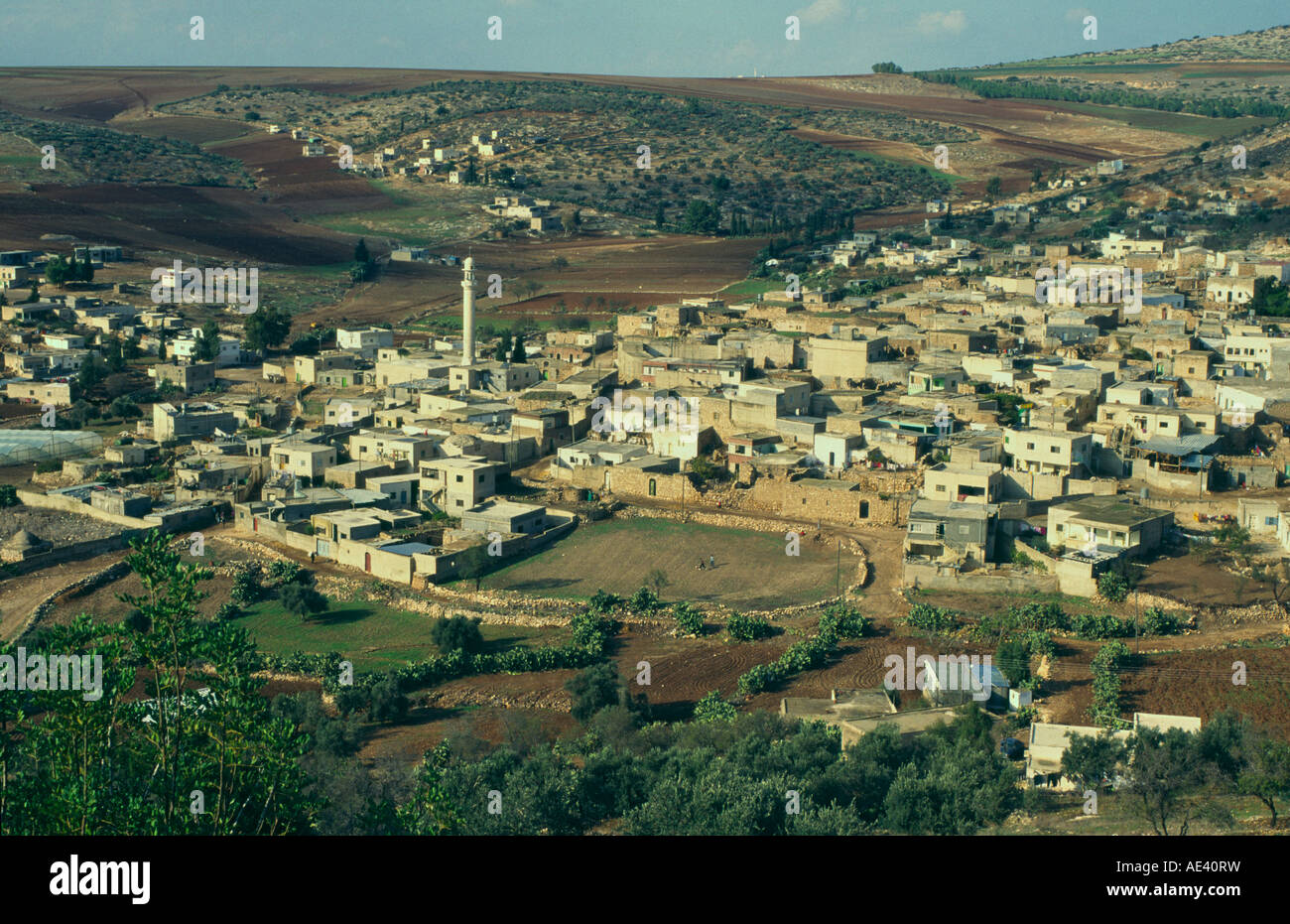 View from above of Palestinian village of Gilboa, Mount Gilboa ...