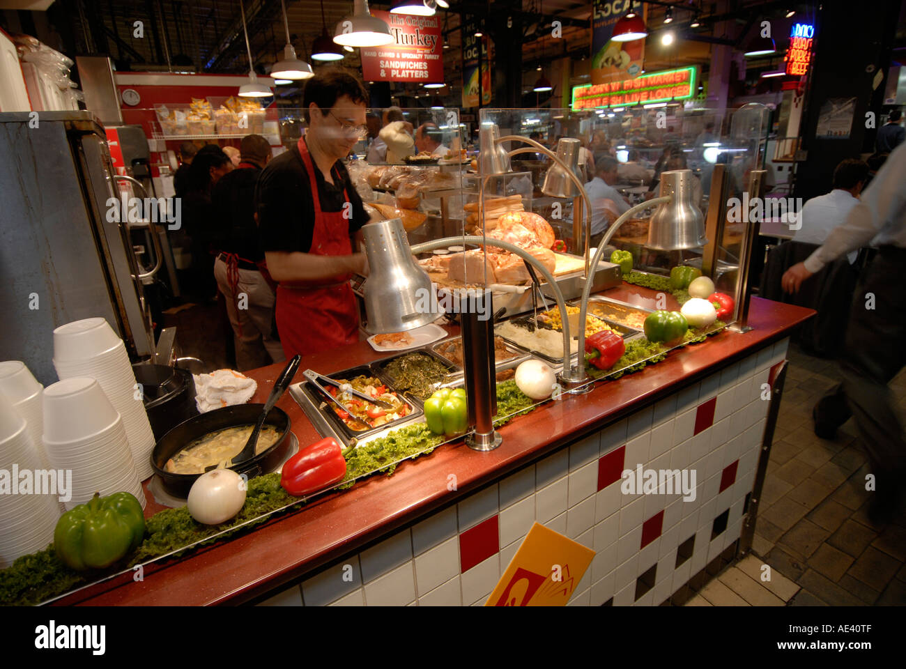 Reading Terminal Market preparing food Philadelphia Pennsylvania PA USA ...