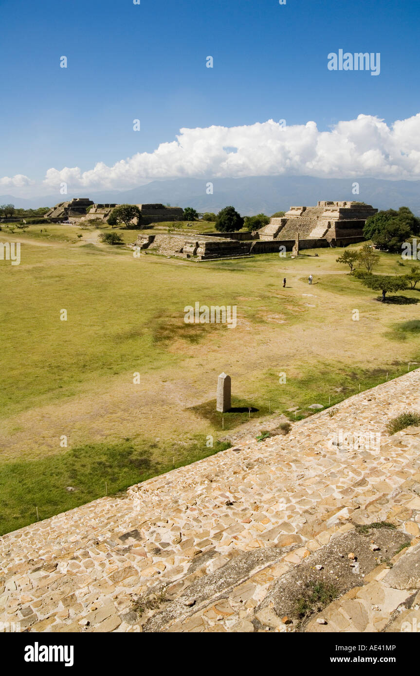 Looking southwest across the ancient Zapotec city of Monte Alban ...