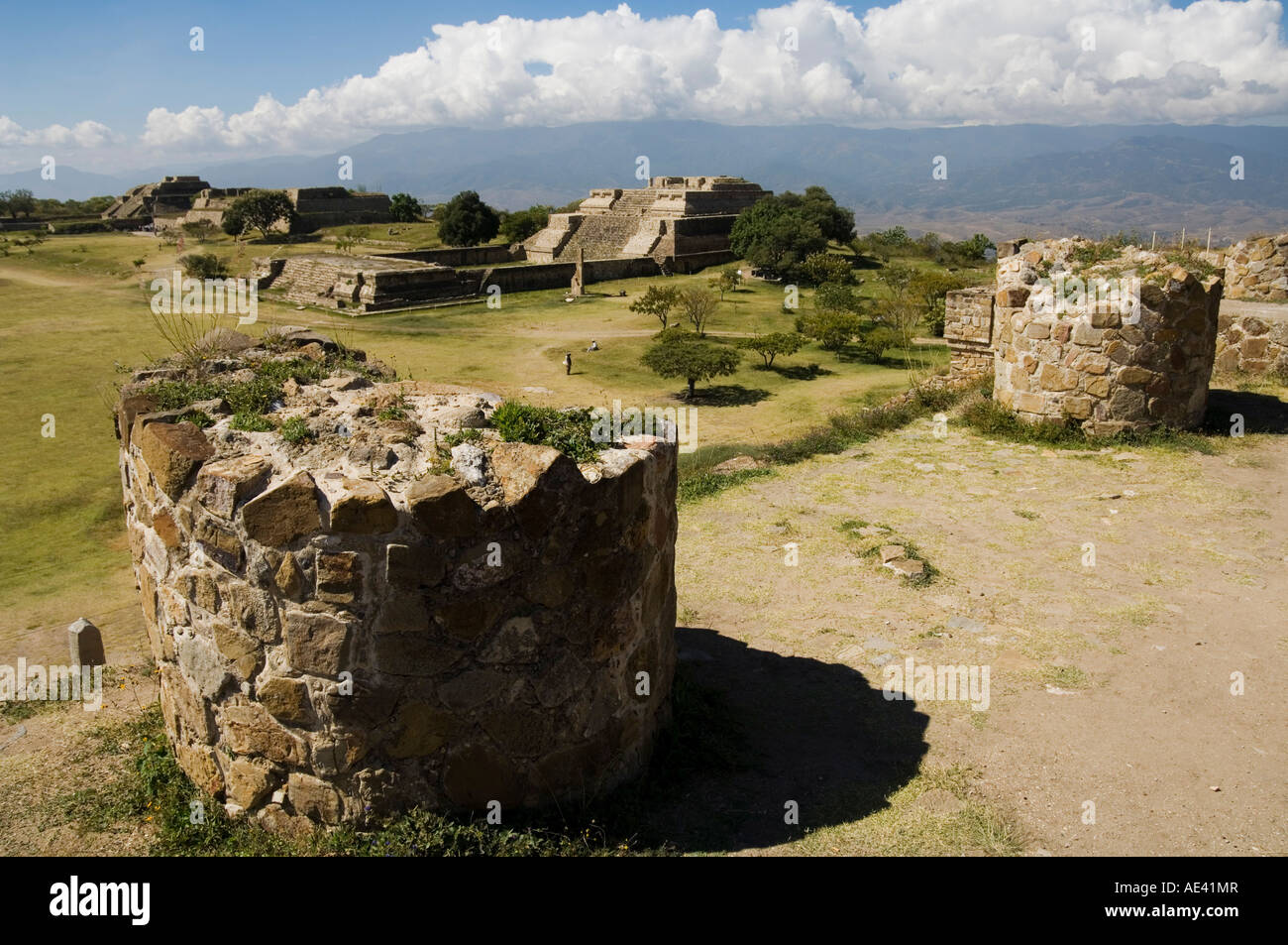 Looking southwest across the ancient Zapotec city of Monte Alban ...
